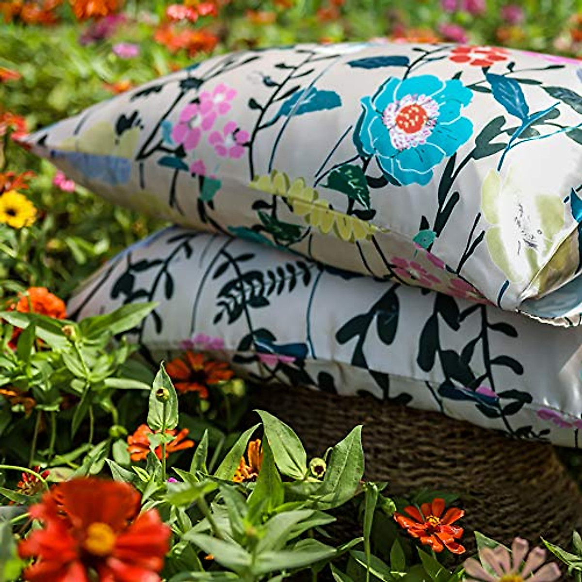 Neptten Satin Pillowcase for Hair and Skin. Wrinkle, Fade Resistant. Satin Pillowcases Standard Size Set of 2. Satin Pillow Cases for Women. Silky Floral Pillow Covers with Envelope Closure 20x26