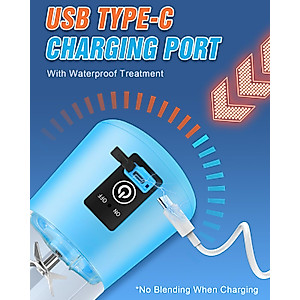 Portable Blender for Shakes and Smoothies,6 Blades Juicer Cup for USB Rechargeable,Personal Blender with One Touche Operation,Blender Shake Smoothie for Kitchen,Travel and Sport, Blue7