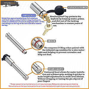 InfiniteRule Security 61781 | 4 Pack Mixed 3.0, Keyed Alike, Hitch Locks for B&W 3.0" Tow & Stow 21K LB - Includes Lock for 3.0" Receiver