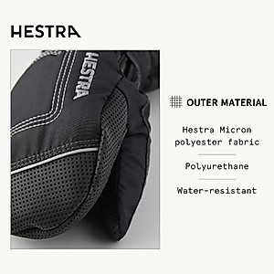 Hestra Baby Zip Long Mitt (Child 1-9yrs) | Waterproof, Insulated Mittens for Toddlers & Kids for Winter & Playing in The Snow - Black/Black - 3