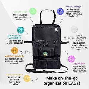 BABYSEATER Car Seat Organizer with Tablet Holder for Kids, XL