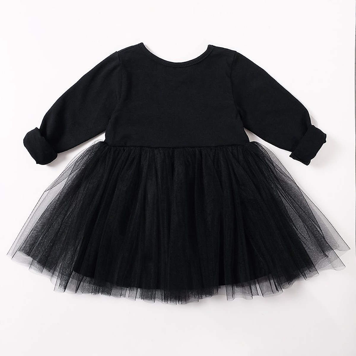 Baby Girls Black Dress Tutu Long Sleeves Ruffle Tulle 9-48m (24-36m, Black)