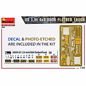MiniArt MIN38056 1:35-US 1,5t 4x4 G506 Flatbed Truck, Molded Color