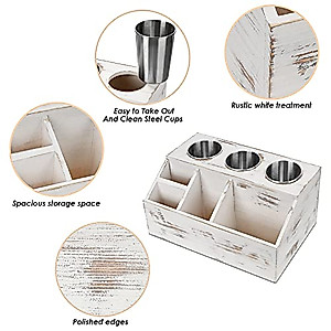 Wooden Hair Tool Organizer, Rustic Hair Dryer Holder ,Bathroom Organizer Countertop, Organizer for Vanity and Bathroom Accessories,Elegant Design Vanity Caddy Organizers for Makeup