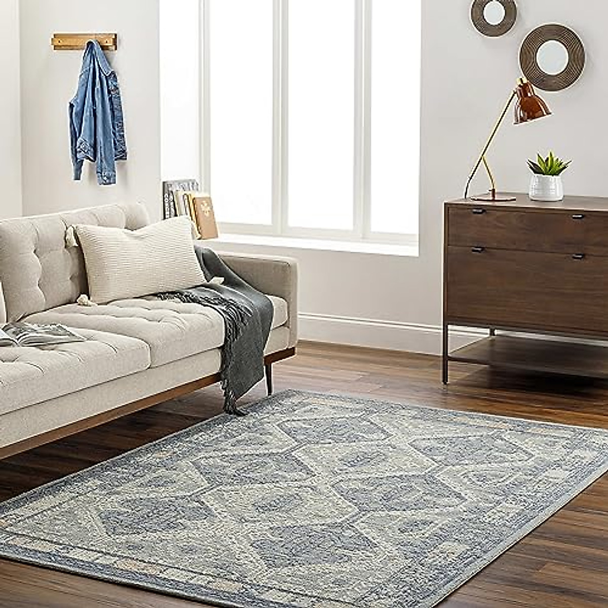 Mark&Day Area Rugs, 8x10 Buffalo Center Traditional Medium Gray Area Rug, Grey White Beige Carpet for Living Room, Bedroom or Kitchen (8' x 10')