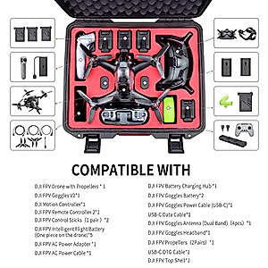 FPVtosky Professional Hard Case for DJI FPV [Case Only] - DJI FPV Drone Carrying Case Accessories - Fits 6 batteries - Keep Props On