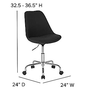 Flash Furniture Aurora Series Mid-Back Black Fabric Task Office Chair with Pneumatic Lift and Chrome Base