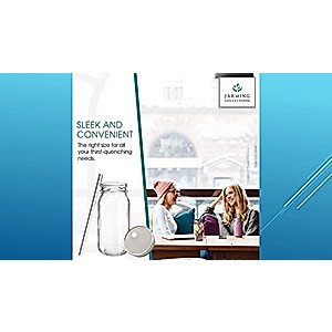 JARMING COLLECTIONS Reusable Freezer Safe Smoothie Cups with Lids and Straws - Mason Drinking Jar (2- 24oz)