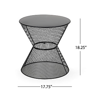 GDFStudio Modern Outdoor Iron Side Table, Matte Black