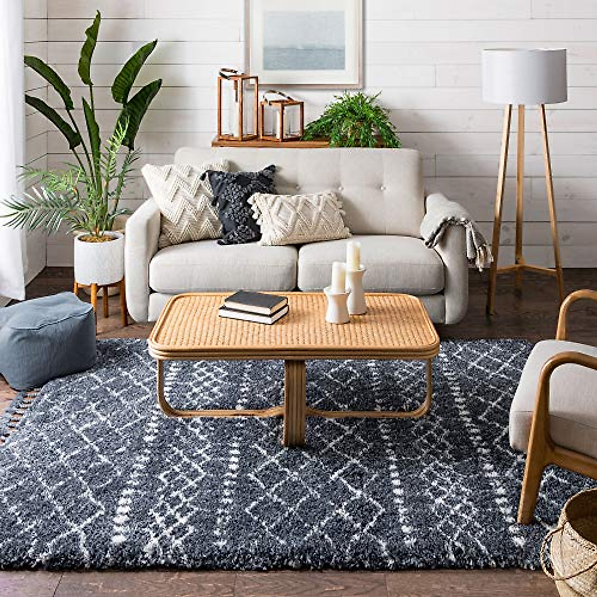 Well Woven Bissi Blue Super Thick & Soft Moroccan Shag Area Rug 5x7 (5'3" x 7'3")