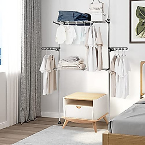 DAHOOMII Over The Toilet Storage Rack Above Washing Machine and Dryer Shelf Laundry Room Organizer 2-Tier Adjustable Bathroom Space Saver with 2 Hangers - Black