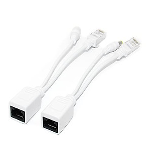 BeElion 5-Pair/10pcs White Passive PoE Injector and Splitter Kits with 5.5x2.1mm DC Connector RJ45 Power Over Ethernet for CCTV Surveillance Camera System
