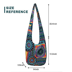 Crossbody Bags for Women Canvas Hippie Hobo Bags Large Shoulder Bag Retro Sling Cross Body Handmade Handbags,Blue Purple