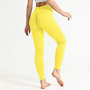 Textured High Waist Yoga Pants for Women Tummy Control Slimming Booty Butt Lift Leggings Anti Cellulite Workout Tights