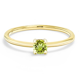 Gem Stone King 10K Yellow Gold 3.5MM Round Gemstone Birthstone Solitaire Engagement Ring | Wedding Anniversary Promise Gold Ring For Women | Available In Size 5, 6, 7, 8, 9