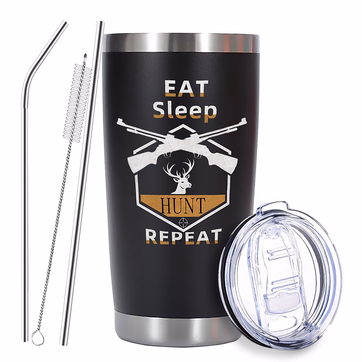 EchoMaven Hunting Gift for Men - Unique Deer Hunter Tumbler 20oz - Eat Sleep Hunt Repeat
