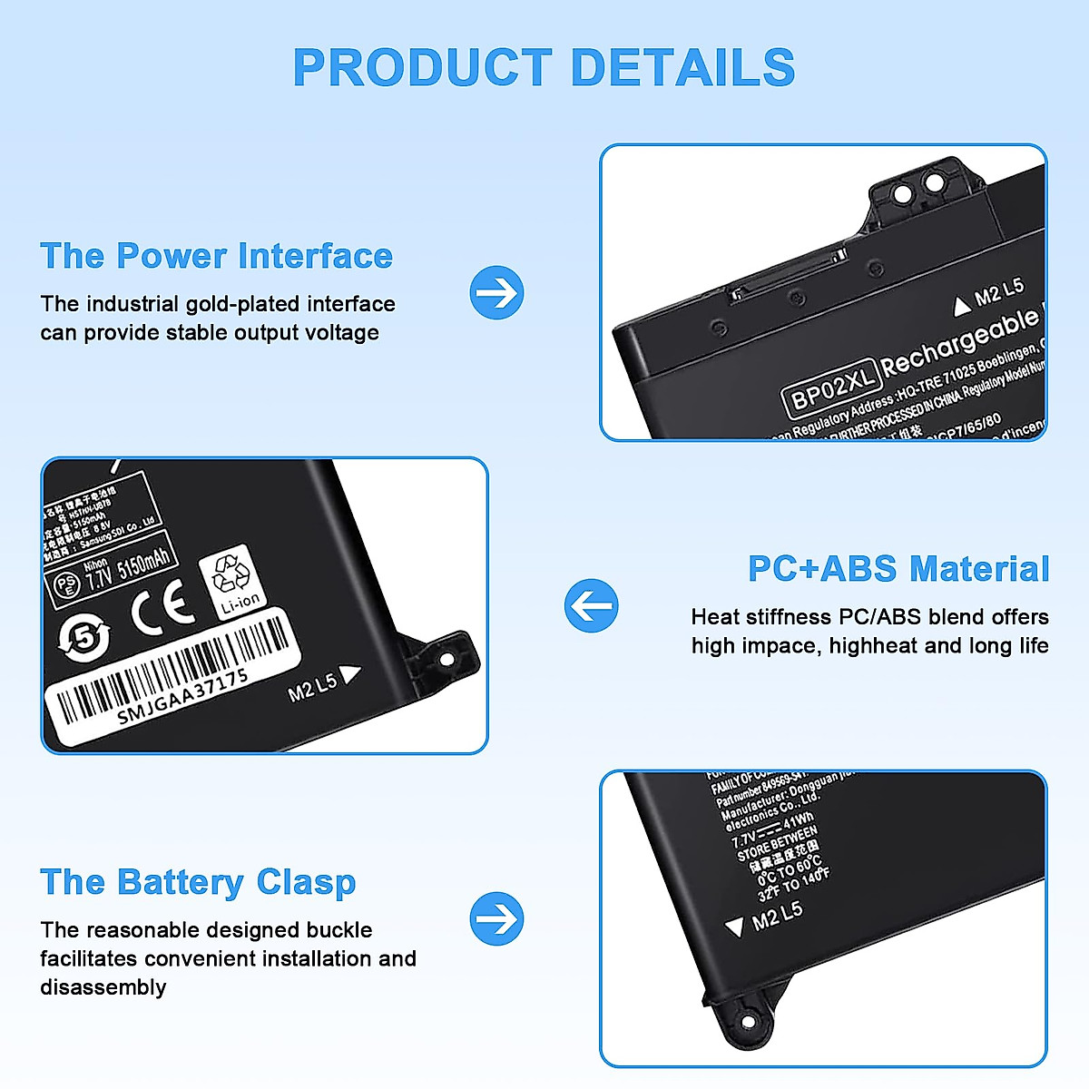 New Replacement BPO2XL BP02XL 849909-850 rechargeable Battery for HP Notebook PC 15-au 15-AW Series 15-AU063NR 15-AU057CL 15-AU023CL 15-AU123CL 15-AW053NR 15-AU062NR 15-AU020WM HSTNN-LB7H 849569-421