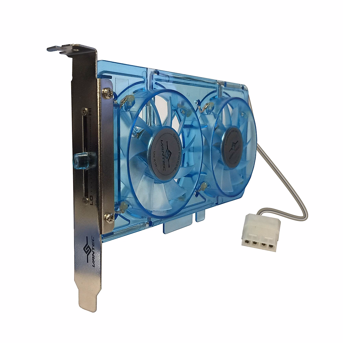 Vantec SP-FC70-BL Spectrum System Fan Card with Dual Adjustable 70mm UV LED Fans (Blue), 195x92x20mm