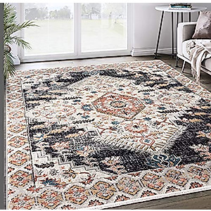Abani 7'9" x 10'2" Grey & Beige Medallion Area Rug, Azure Collection Classic Accent Rug Rugs