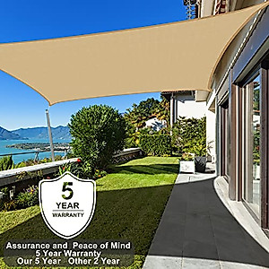 10' x 13' Rectangle Sun Shade Sail Outdoor, 98% UV Block Shade Canopy Tarps Waterproof 190GSM Polyester Sunshade for Patio Garden Backyard Deck Carpor, Sand