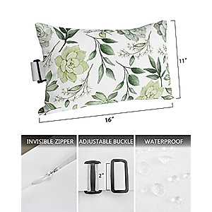 Recliner Head Pillow Ledge Loungers Chair Pillows with Insert Summer Tropical Succulent Plants Watercolor Lumbar Pillow with Adjustable Strap Outdoor Waterproof Patio Pillows for Beach Pool, 2 PCS