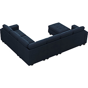Belffin Velvet Modular Sectional Sofa with Storage Ottoman 6 Seater L Shaped Sectional Modular Sofa Couch with Reversible Chaise Convertible Corner Sectional Couch Blue