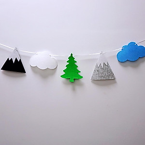 FAZHBARY 2 Pack Felt Woodland Garland Mountain Banner Mountain Nursery Decor Woodland Theme Baby Shower Decorations