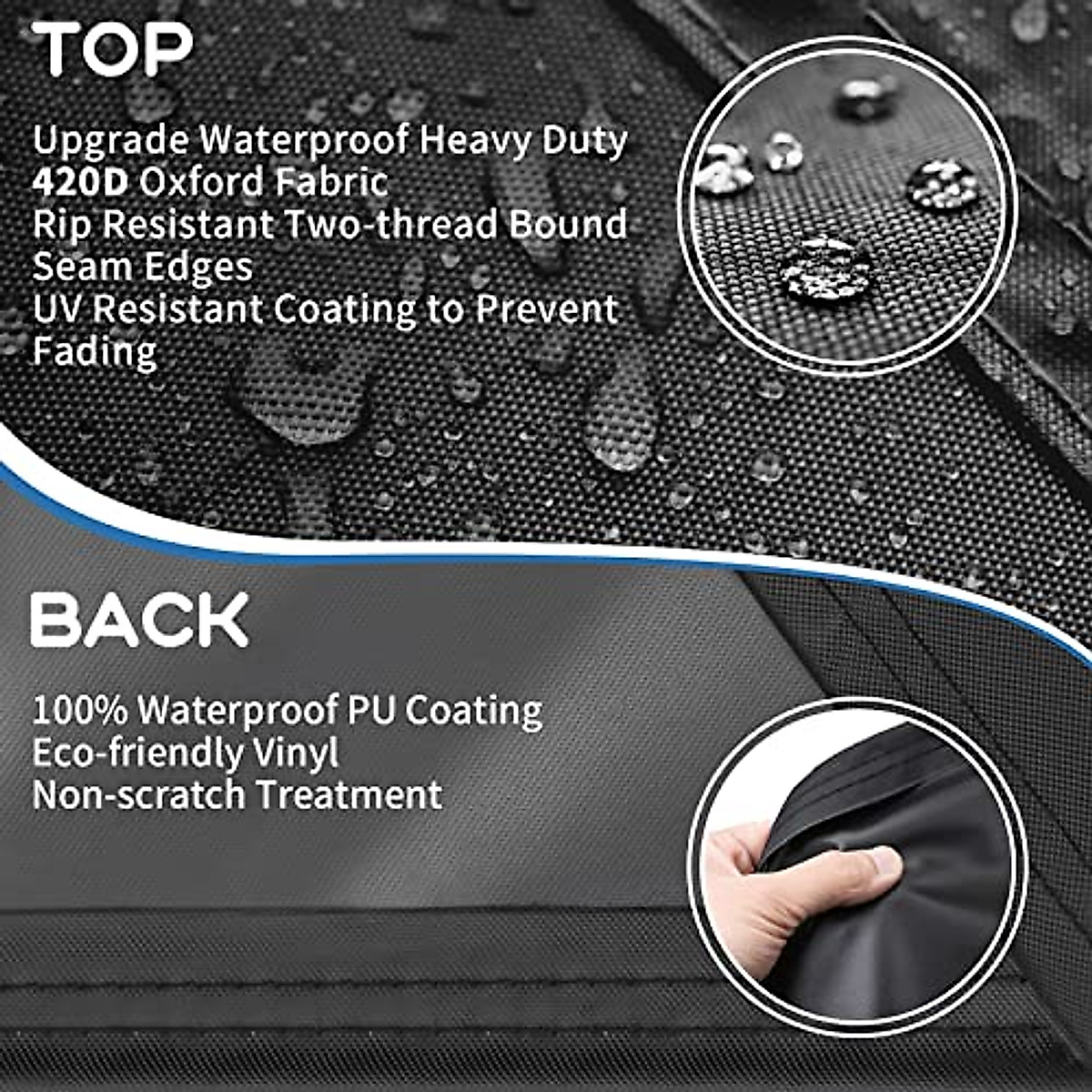 GARPROVM Chaise Lounge Cover, Waterproof 420D Heavy Duty Patio Outdoor Lounge Chair Cover, 2 Handle, PU Coating, Reflective Tape, UV Resistant & Tear-Resistant, 2 Pack - 79‘’ L x 30‘’ W x 28‘’H