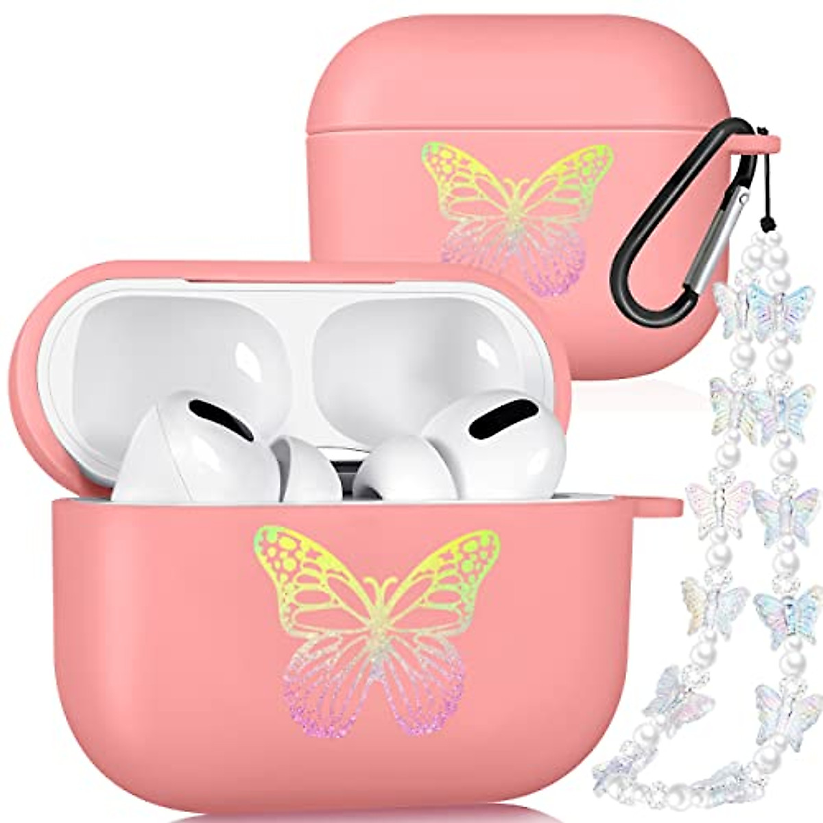 JoySolar Butterfly Case for AirPod Pro 2019/Pro 2 Gen 2022 Aesthetic Cute Cases Women Girls Girly for AirPods Pro Cover Soft TPU Pretty Kawaii with Keychain for Air Pods Pro 2019(Butterfly)