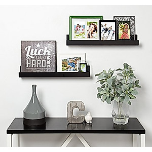 Kate and Laurel Levie 24 inch 2-Pack Wood Floating Wall Shelf Picture Frame Holder Ledge, Black