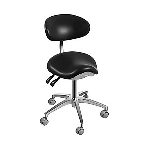 Kurtvenid Standard Moblie Dental Saddle Chair Doctor's Stool PU Leather Backrest and Height Adjustable Black