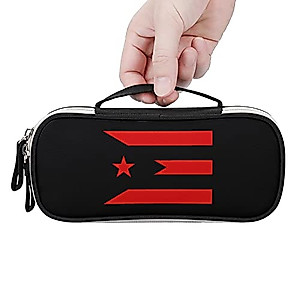 Puerto Rico Flag Printed Pencil Case Bag Stationery Pouch with Handle Portable Makeup Bag Desk Organizer