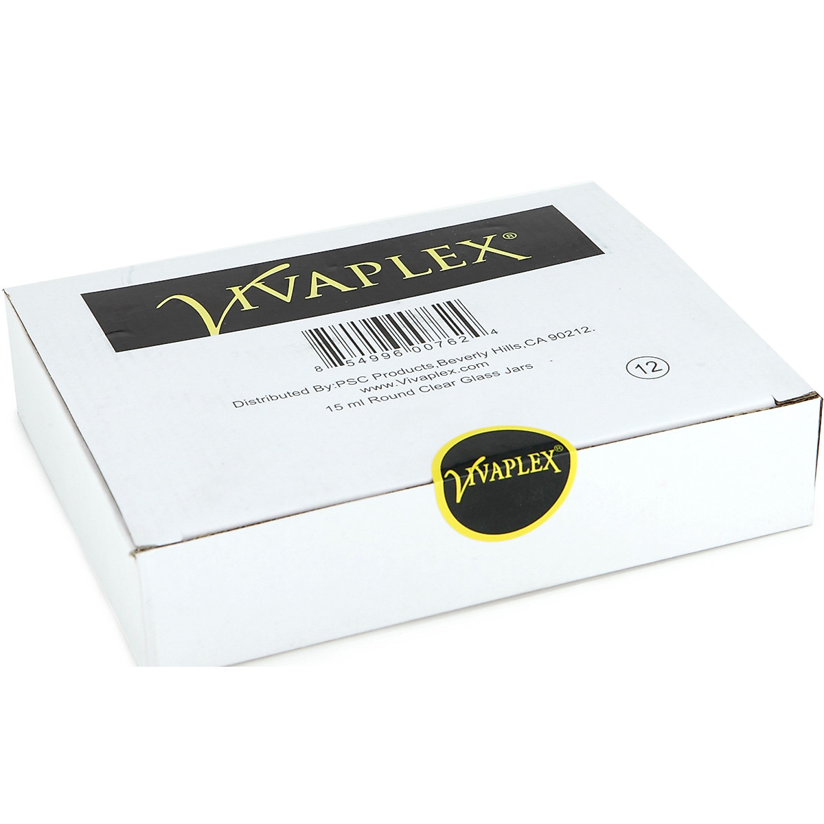 Vivaplex, 12, Clear, 15 ml (1/2 oz), Round Glass Jars, with Inner Liners and black Lids