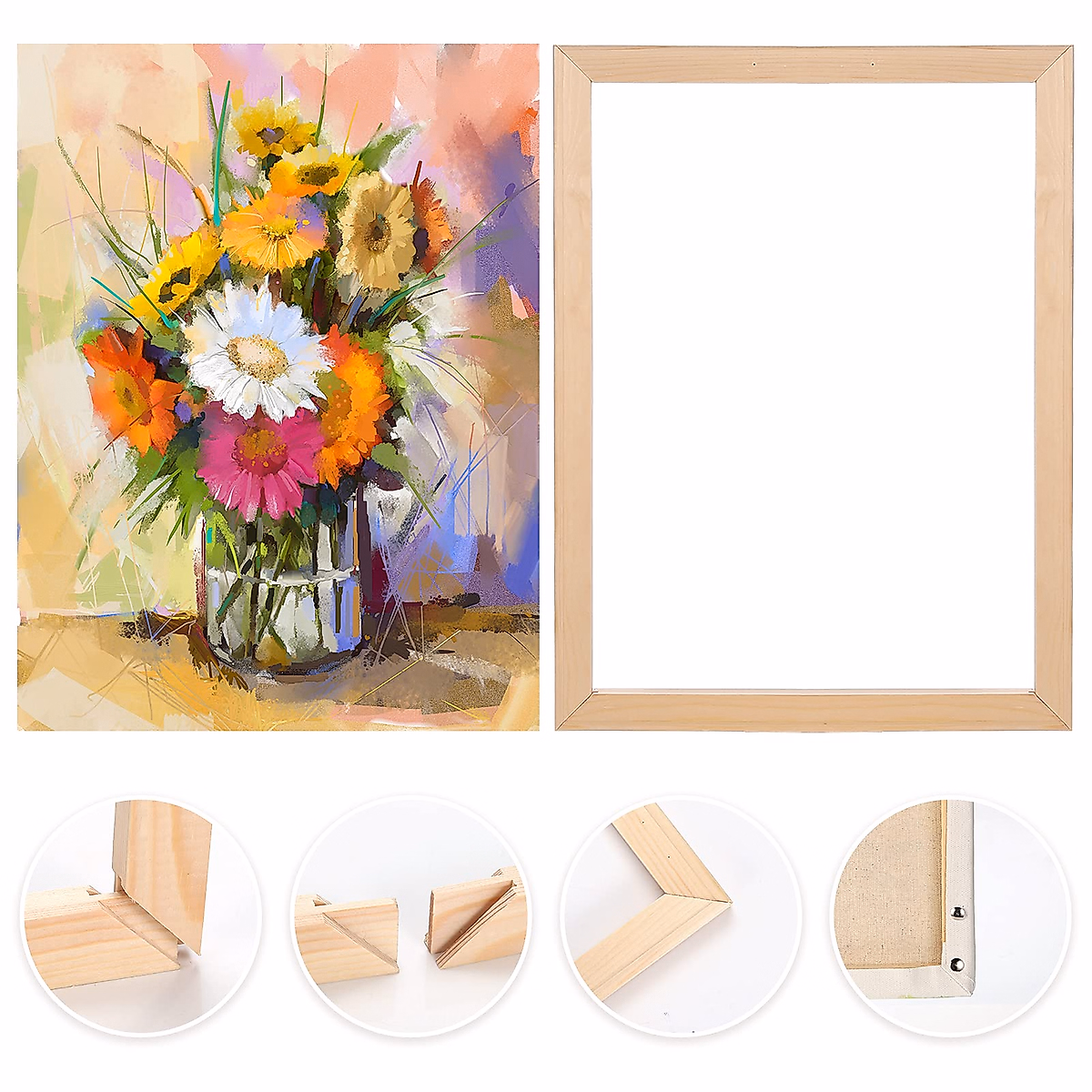 Caydo 2 Pack Canvas Stretcher Bars Kit, 12x16 Inch Removable Canvas Wooden Frames for Prints, Oil Paintings, Paint by Numbers & Poster