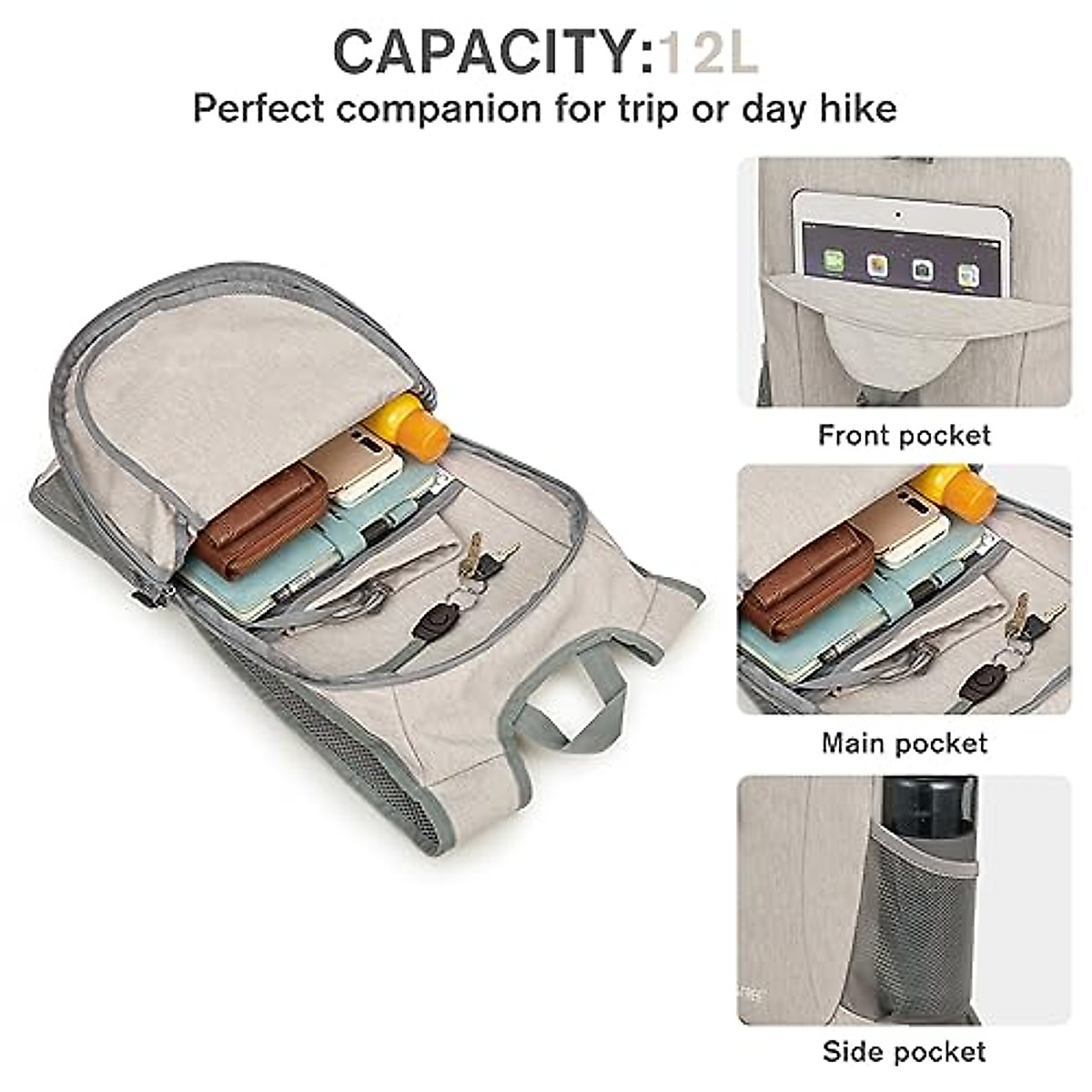 G4Free 12L Hiking Backpack, Lightweight Small Hiking Daypack for Outdoor Travel Mini Foldable Shoulder Bag