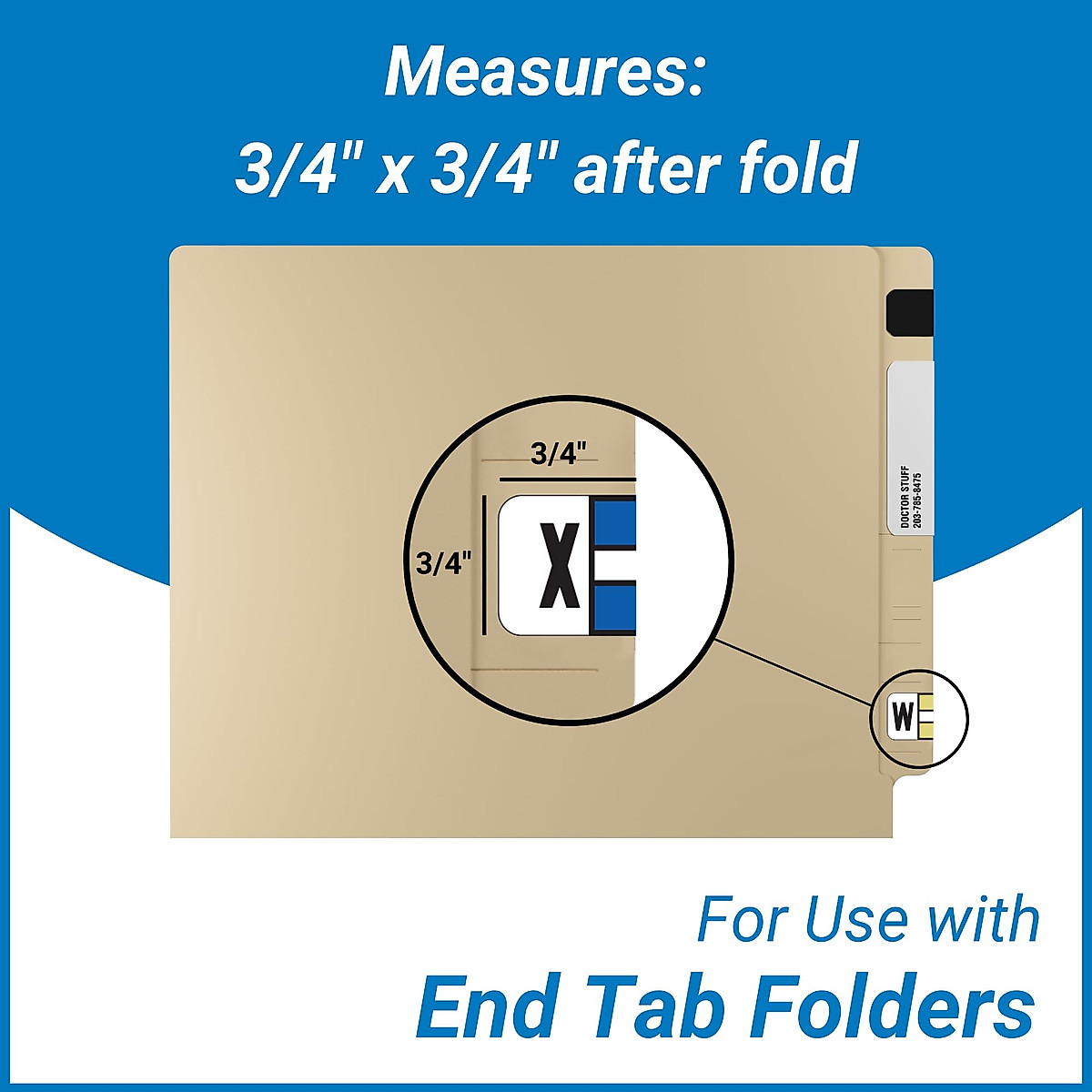 Doctor Stuff - File Folder Labels, Alphabet Letter X, Jeter 2900 - JSAM Series Compatible Alpha Stickers, Dark Blue, 3/4" x 1-1/2", 500/Roll