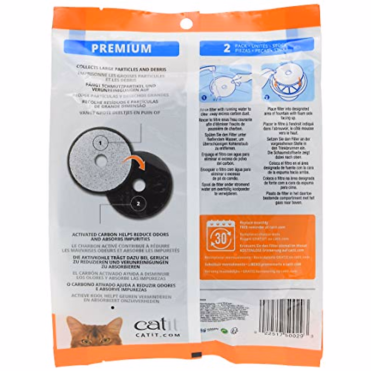 Catit Fresh & Clear Dual Action Cat Water Fountain Replacement Filters, 2-Pack