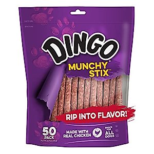 Dingo Non-China Munchy Stix Dog Chews For All Dogs, 50-Count