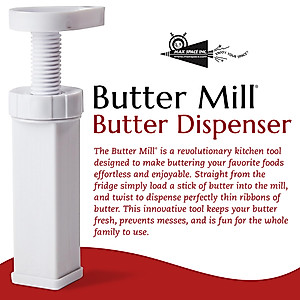 MAX SPACE Butter Mill® Butter Dispenser - White - USA Designed + China Made- Copy of Original
