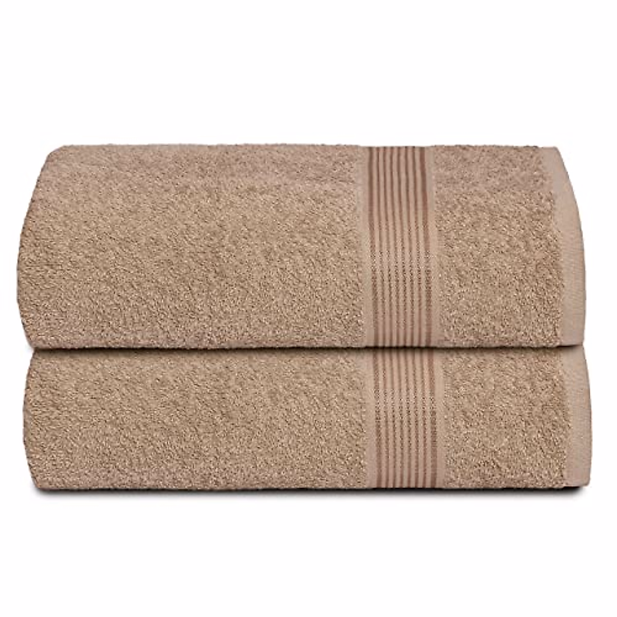 Belizzi Home Cotton 2 Pack Oversized Bath Towel Set 28x55 inches, Large Bath Towels, Ultra Absorbant Compact Quickdry & Lightweight Towel, Ideal for Gym Travel Camp Pool - Tan