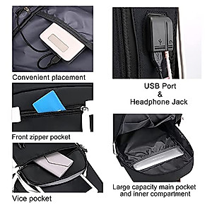 Yjiuxnw Anime School Backpack Set with Pencil Box Travel Backpacks with USB Charging Port, Cute Daypack for Boys And Girls