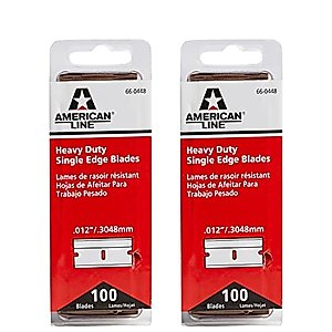 American Line Single Edge Razor Blades - 200-Blades - 0.012" Heavy Duty High Carbon Steel for Extra Durability and Long Life