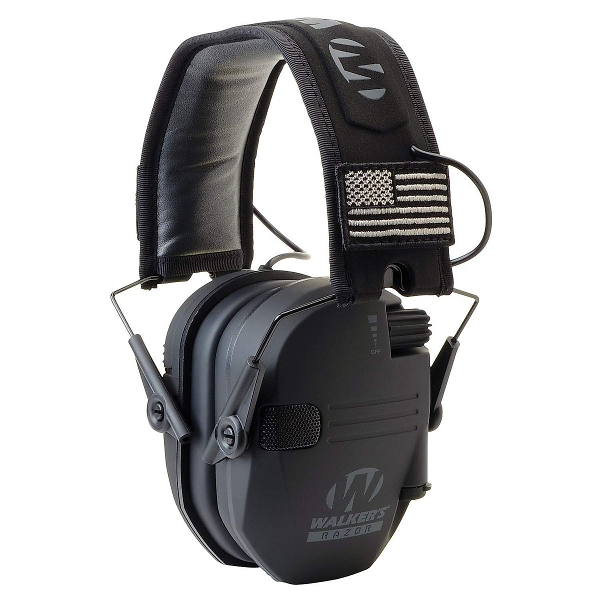 Walker's Razor Slim Electronic Shooting Muffs 3-Pack, Black America Patch (3 Items)