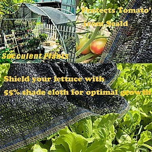 KAAOGITY 55% Sunblock Shade Cloth Cover Mesh UV Resistant Net for Garden Flower Plant Greenhouse, Black (6.5 x 10 FT)