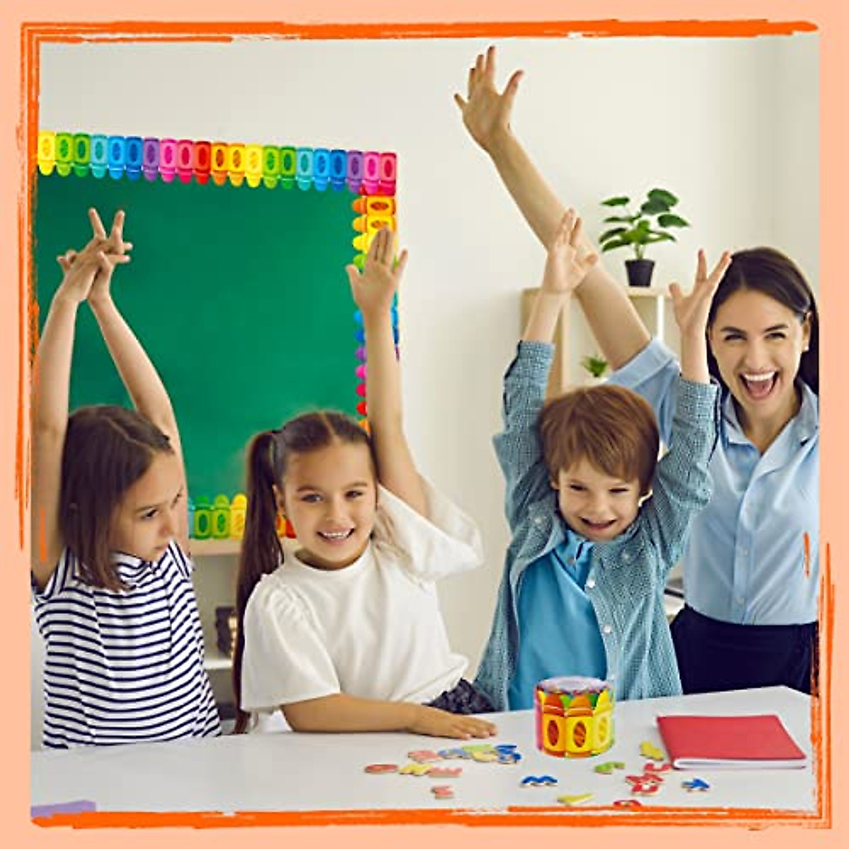 ERKE 60 Feet Bulletin Board Borders, Colorful Crayon Die-Cut Rolled Border Trim Decoration Borders for School, Classroom & Offices