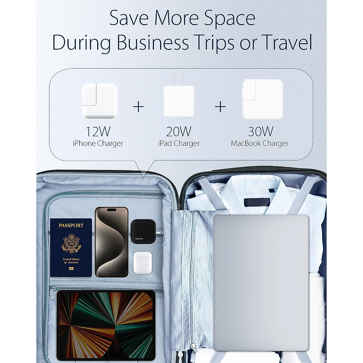 TWOPAN 65W USB C Charger Block, 3-Port Foldable GaN Fast Charger for iPhone 16/15/14, Vision Pro, MacBook, iPad, XPS, Switch, Steam Deck, Galaxy S24/25, Pixel