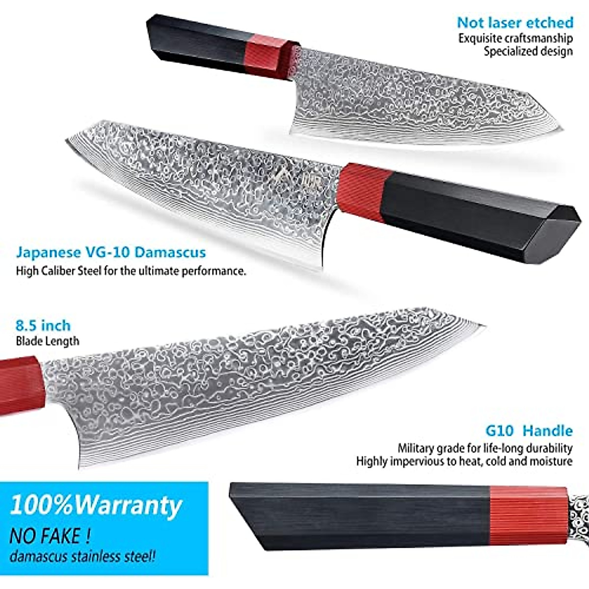 SANNKA Chef Knife Kiritsuke Knife 8.5 inch Damascus Knife Kitchen Knife Japanese Knife VG10 High Carbon Steel Knife 67-Layer Steel Japanese Kitchen Knife Cooking Knife Sharp Knife with Knife Sheath