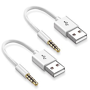 iMangoo Charging Cable for iPod Shuffle Cable USB Data Sync Cable Cord 3.5mm Male AUX Plug to USB Male Adapter Cable Charger Converter Headphone Audio Extender Jack for iPod Shuffle 3 4 5 6 Gen 2-Pack