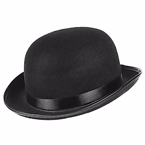 GEMVIE Classic Black Felt Derby Hat Lightweight Bowler Hat Novelty Costume Hat for Party Dress Ups Black