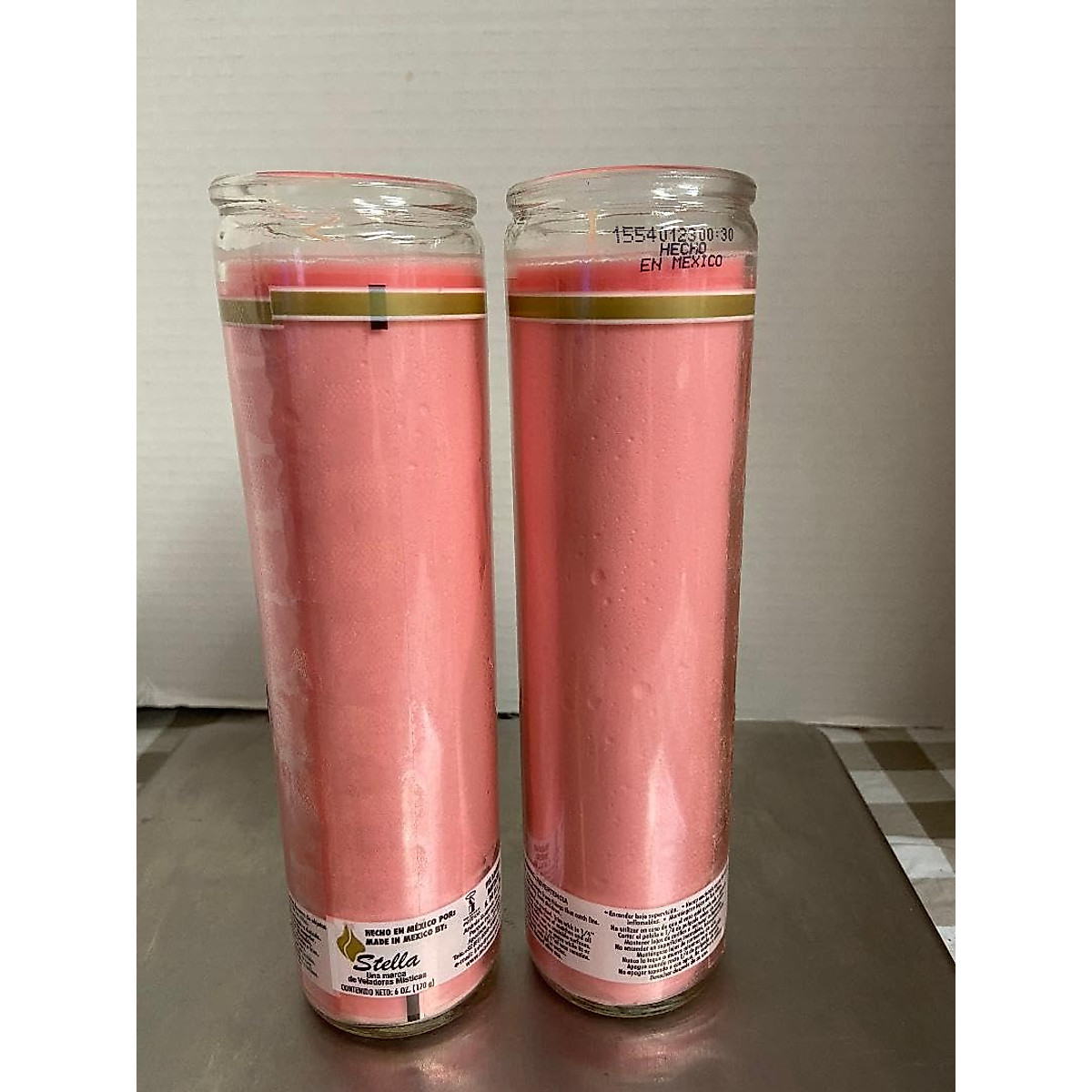 Stella Glass Jar Prayer Candles Pink (2 EA 8 in x 2 in)